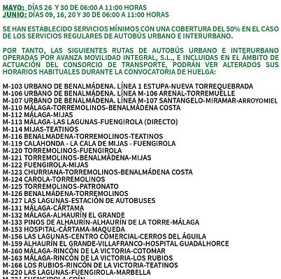 New timetable on bus route M-110 Málaga-Benalmádena Costa from February ...