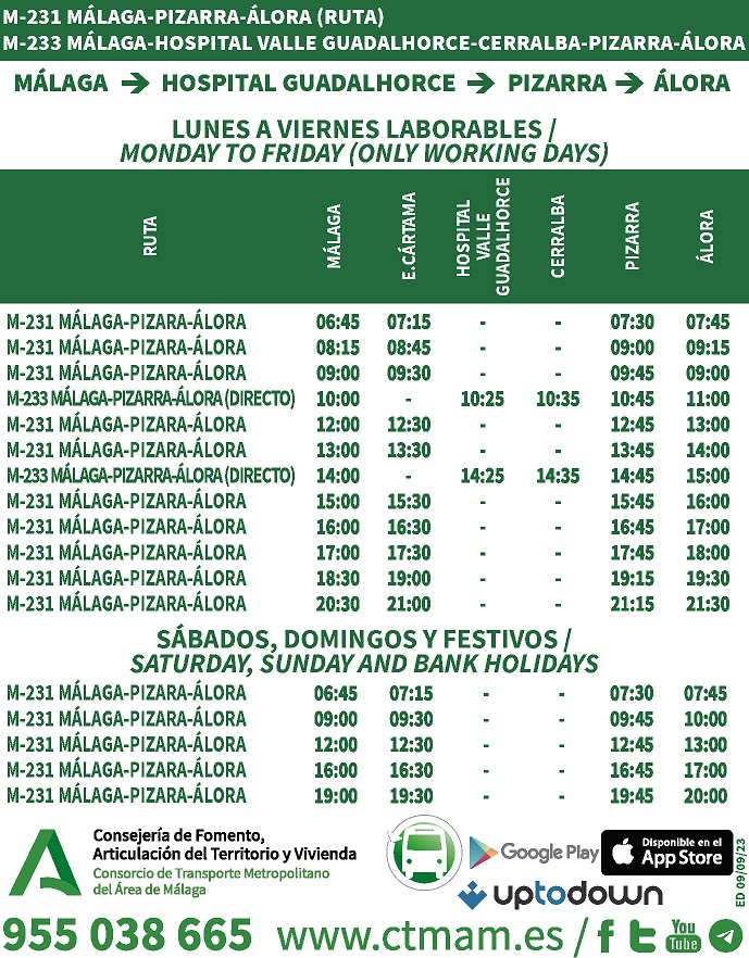 Incremento de expediciones y nuevos horarios en las rutas de Álora y ...