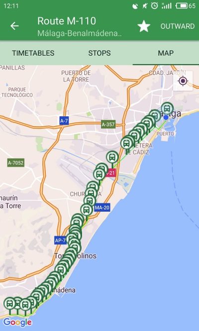 New timetable on bus route M-110 Málaga-Benalmádena Costa from February ...